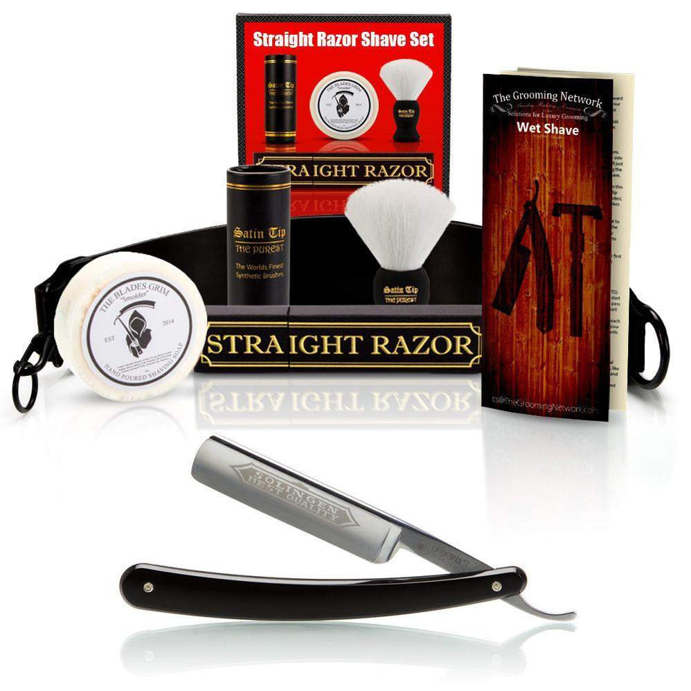 Hart Steel 7 Day Set, Black 6/8 Razors, Satin Finish, Round Point