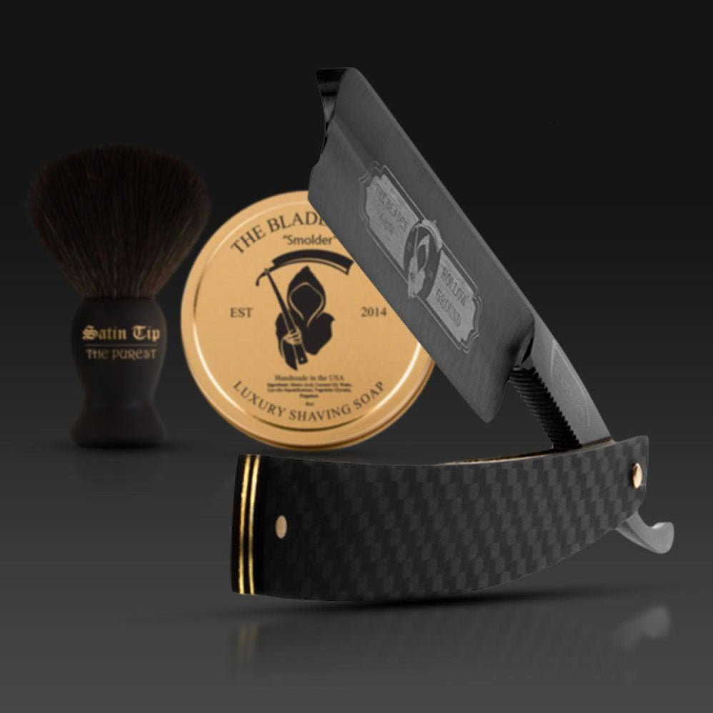 Hart Steel 7 Day Set, Black 6/8 Razors, Satin Finish, Round Point